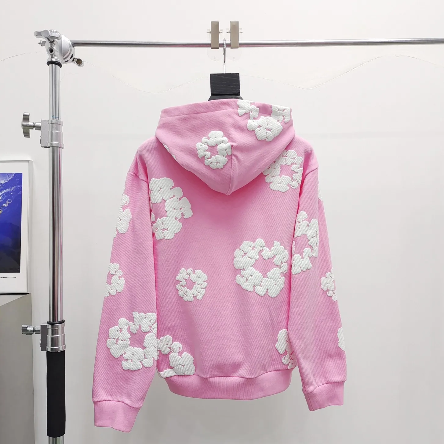 Top Quality 420gsm Denim Puff Print Pink Hoodies Men's Set Tracksuits ...