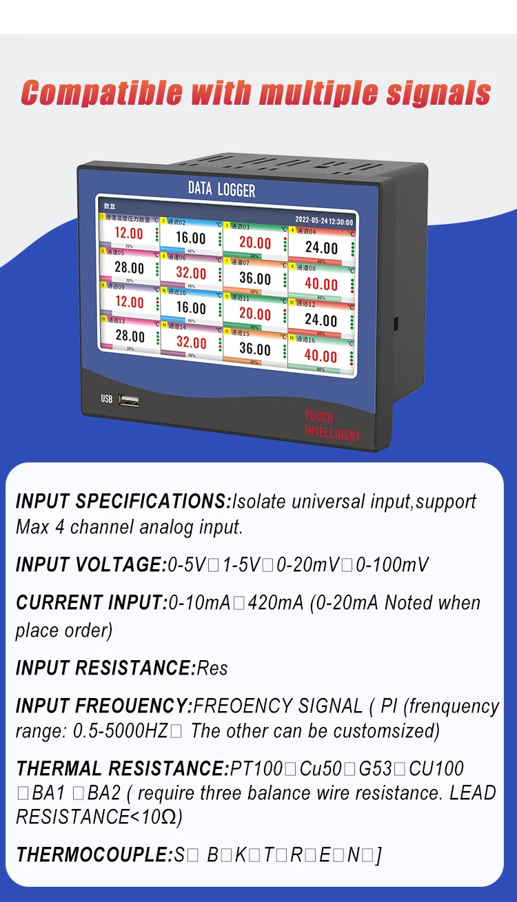 Multi-Channel Temperature Humidity Paperless Recorder Data Logger ...