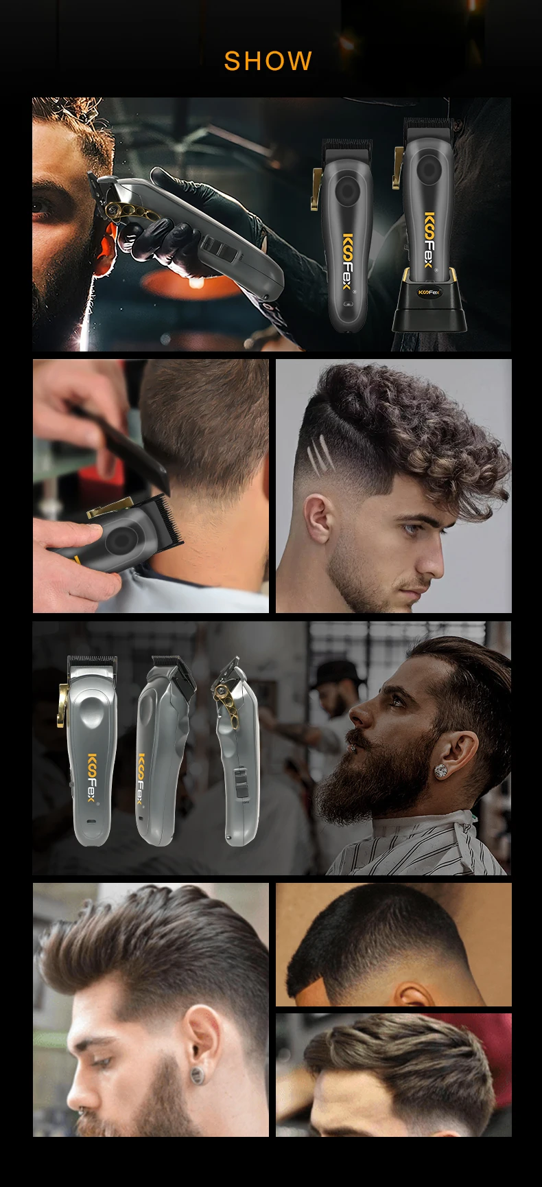 KooFex 2024 Professional High Torque Barber Clipper DLC Blade Cordless ...