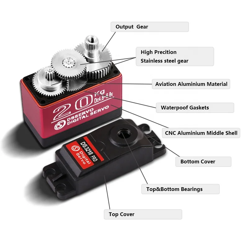 SSG RC Servo DS3218 Pro 20KG Waterproof Digital Servo Motor for 1/8 1/ ...