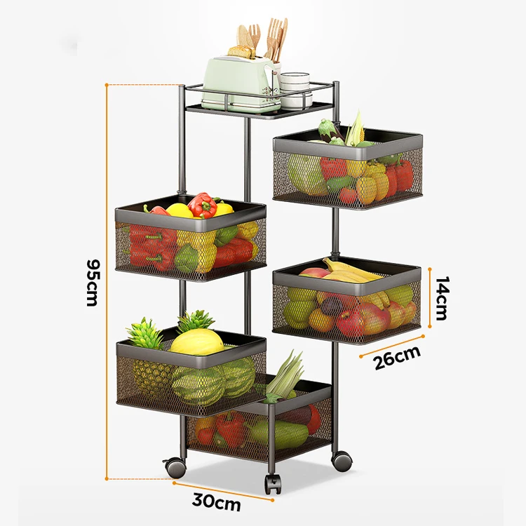 Hot Sale Multi-layer Rotatable Storage Cart 360 Degree Fruit Vegetable ...