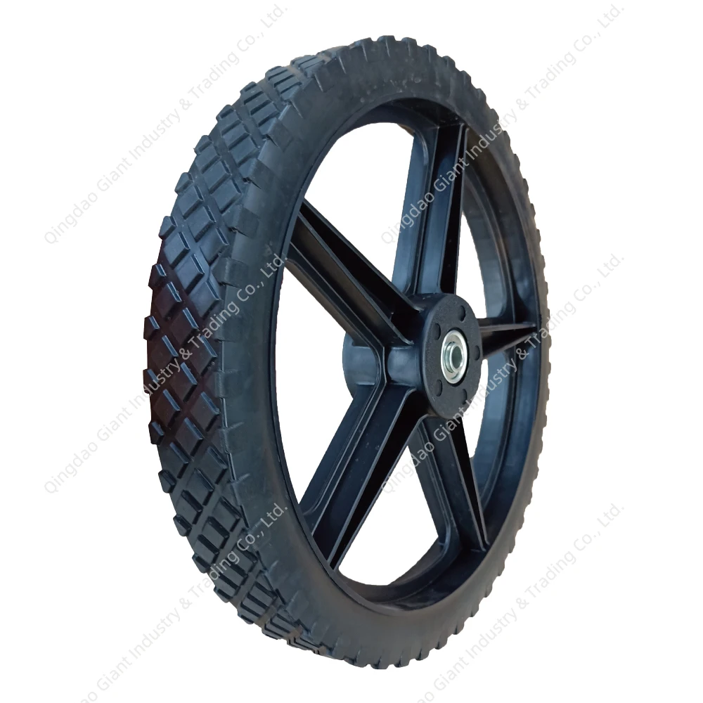 14 X 1.75'' Rubber Tire & PVC Wheel for Lawn Mower Dolly