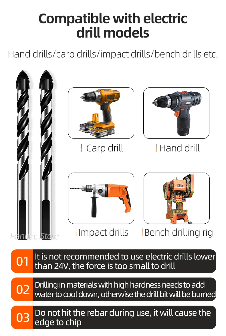 10pcs Multifunctional Triangle Diamond Drill Set 3-12mm Glass Metal ...