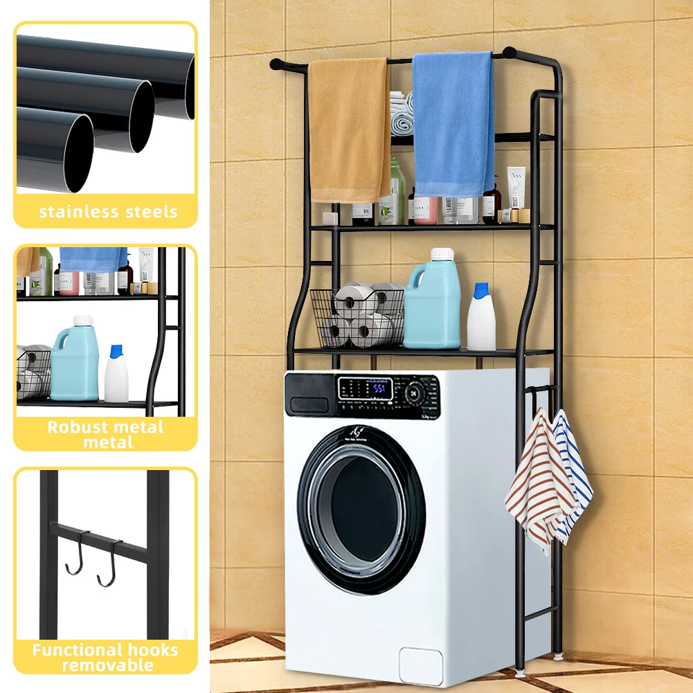 Bathroom Storage Rack Stand Washing Machine Rack Metal Corner Toilet ...
