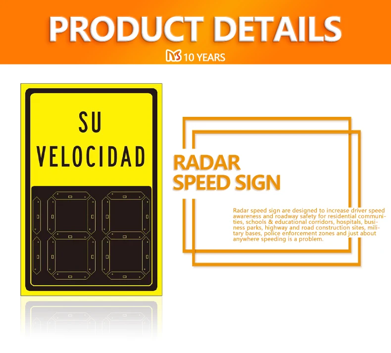 Led Digital Solar Radar Speed Limit Sign Driver Feedback Sign Radar ...