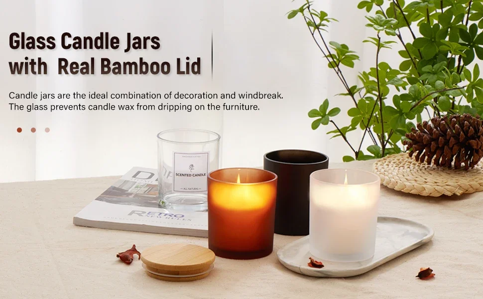 Eco Friendly Bamboo Lid Candle Jars - Customizable Colors