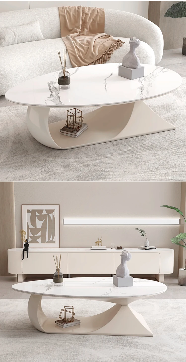 Minimal Wood Color Shaped Coffee Table for Small Apartments