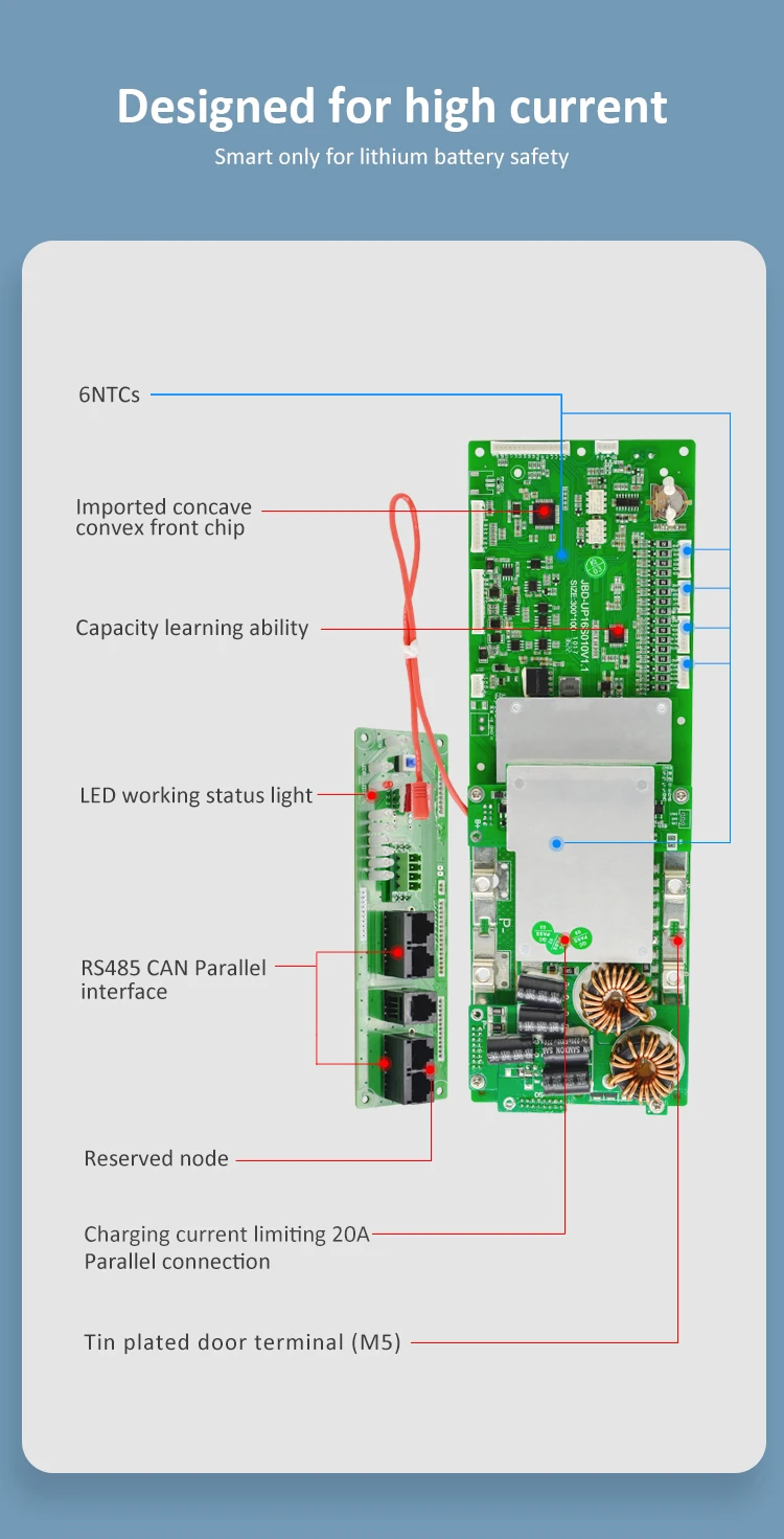 Jiabaida ESS Smart BMS - 16s 200a Li-Ion Battery Management