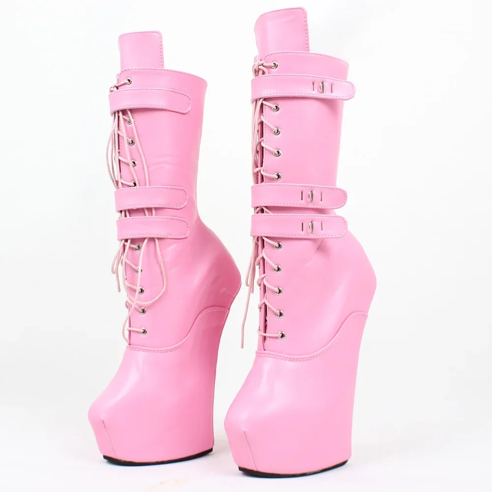 20cm High Heel Sexy Heelless Ballet Mid-Calf Boots Nightclub Platform ...