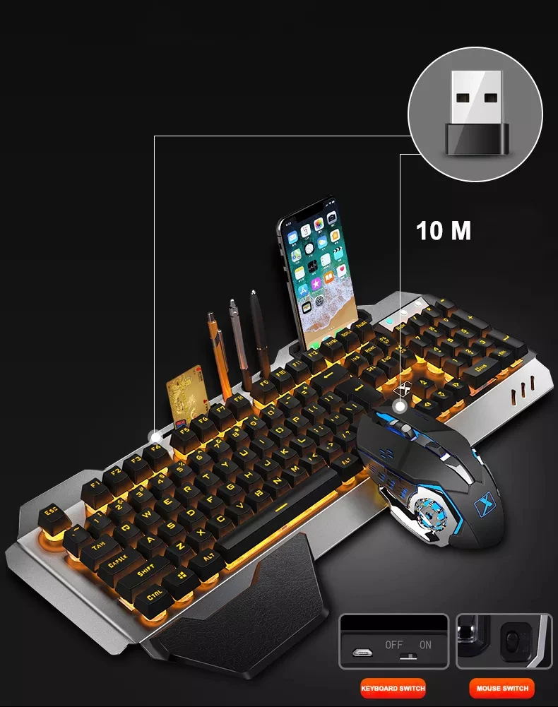 104 Keys RGB Wireless Keyboard - Ergonomic & Rechargeable