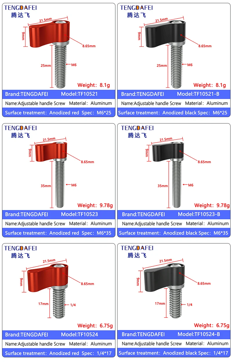 Customized Aluminum Alloy Thumb Screws M4 M5 M6 Camera Stabilizer L ...