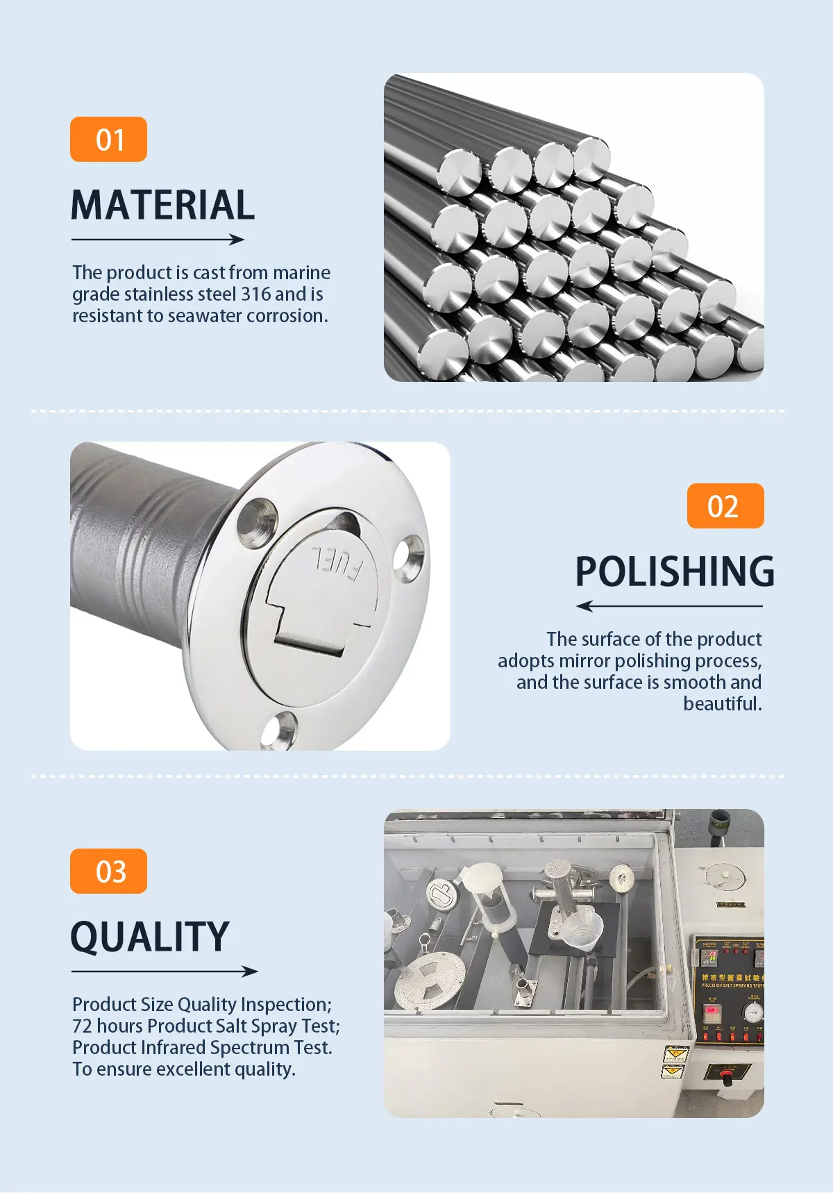 Boat Yacht Pontoon Marine Stainless Steel 316 Boat Fuel/gas/water/deo ...