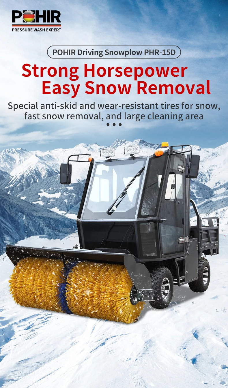 Small Snowplow Driving Snow Plow Winter Road Sanitation Tractor Snow ...