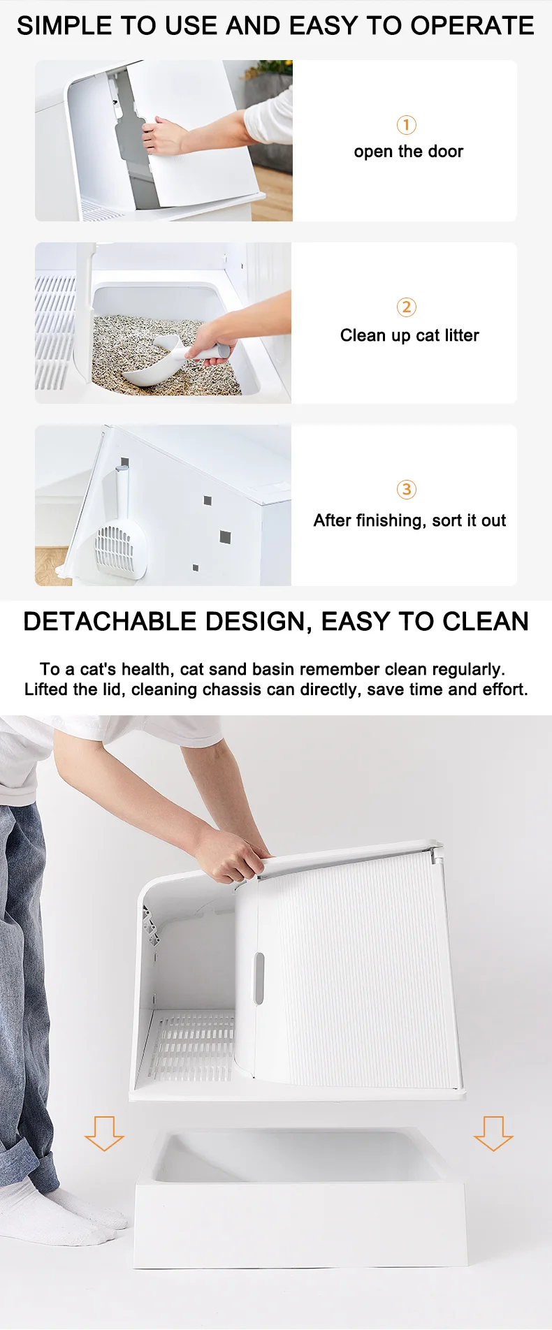 Petkit Hot Selling Anti-splash Cat Sandbox Large Space Closed Drawer ...