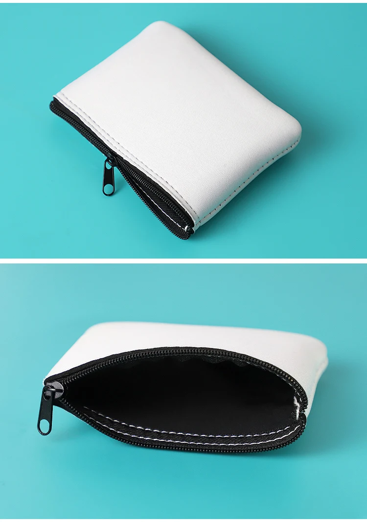 Wholesale Sublimation Neoprene Coin Purse Wallet Blank White with Zipper