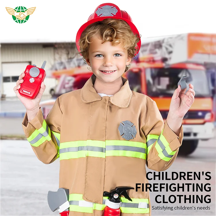 Educational Fire Rescue Toy Set Kids Fireman Helmet Tools Role Play ...