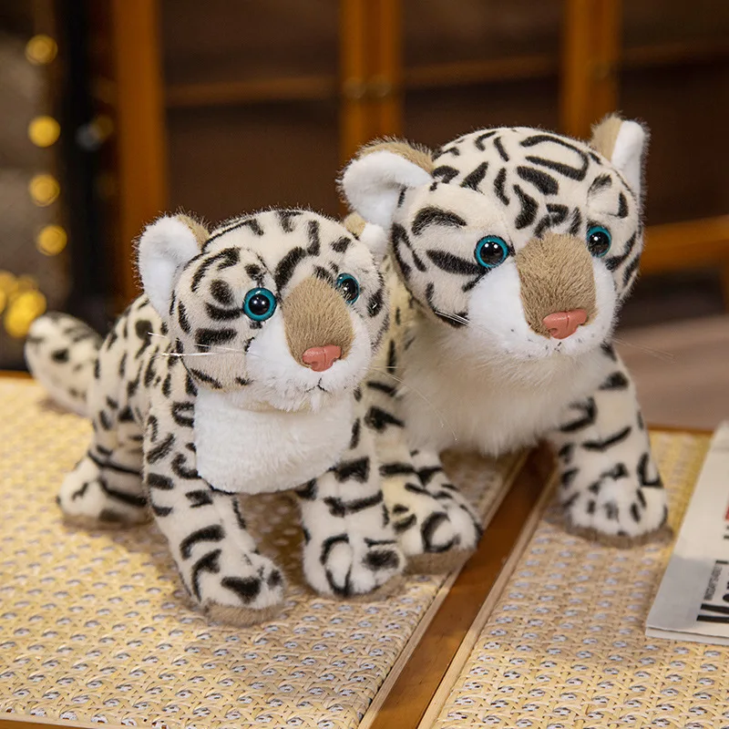 Kawaii Snow Leopard Plush Simulation Animal Doll Real-like Animal Dolls ...