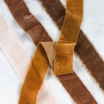 Hotsale Handmade Rough Edge Velvet Ribbon Handmade Frayed Raw Silk ...