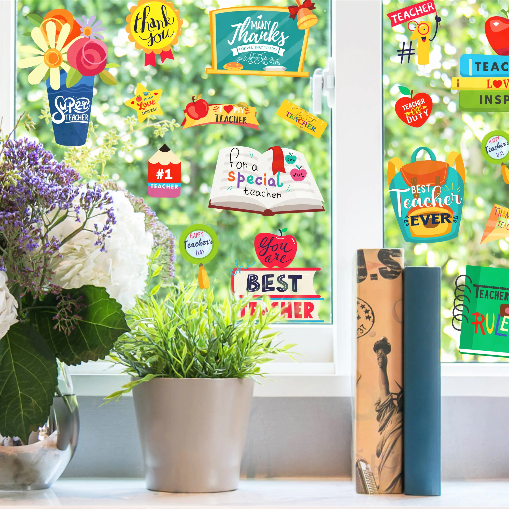 Happy Teacher's Day Window Stickers Classroom School Glass Window ...