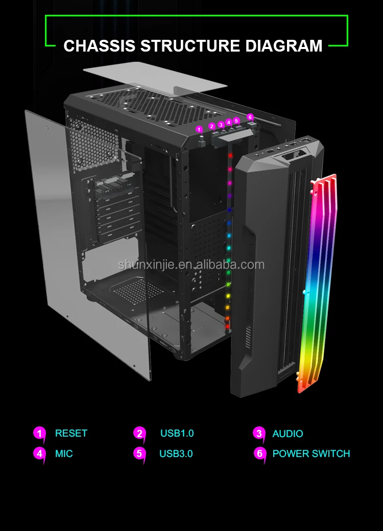 Atx Pc with Fan Colourful Plexiglass Horizontal Cooled Cpu Cabinet ...