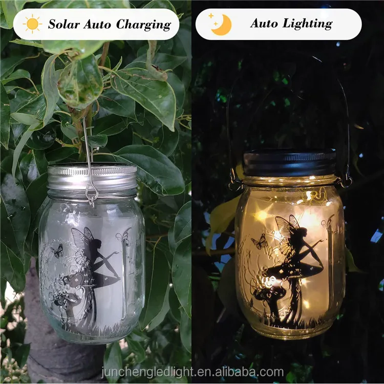 Hanging Solar LED Fairy Copper Wire Multicolor Lights Outdoor Glass ...
