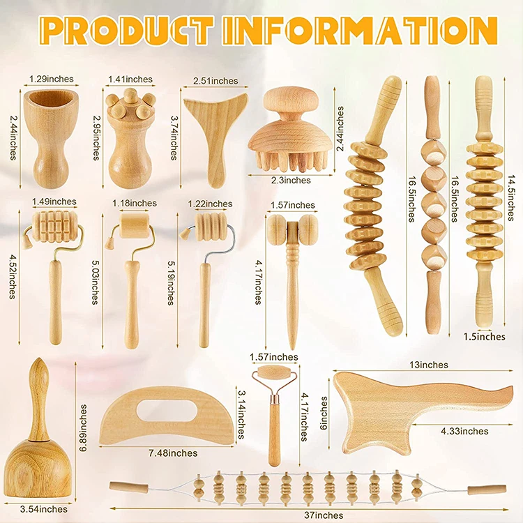 Factory OEM Wood Therapy Massage Tools Set - Back Massager
