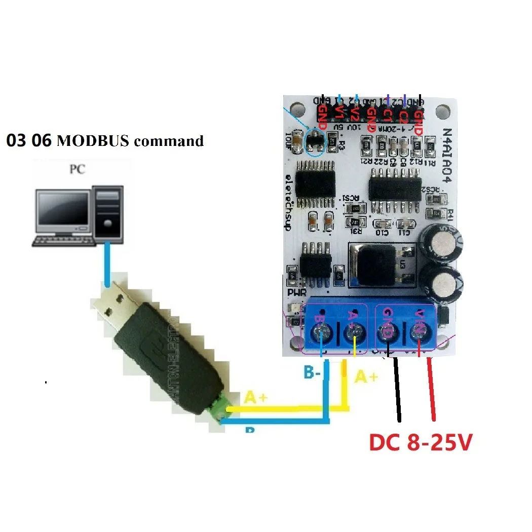4-20MA RS485 Data Collector - Analog to Digital Converter