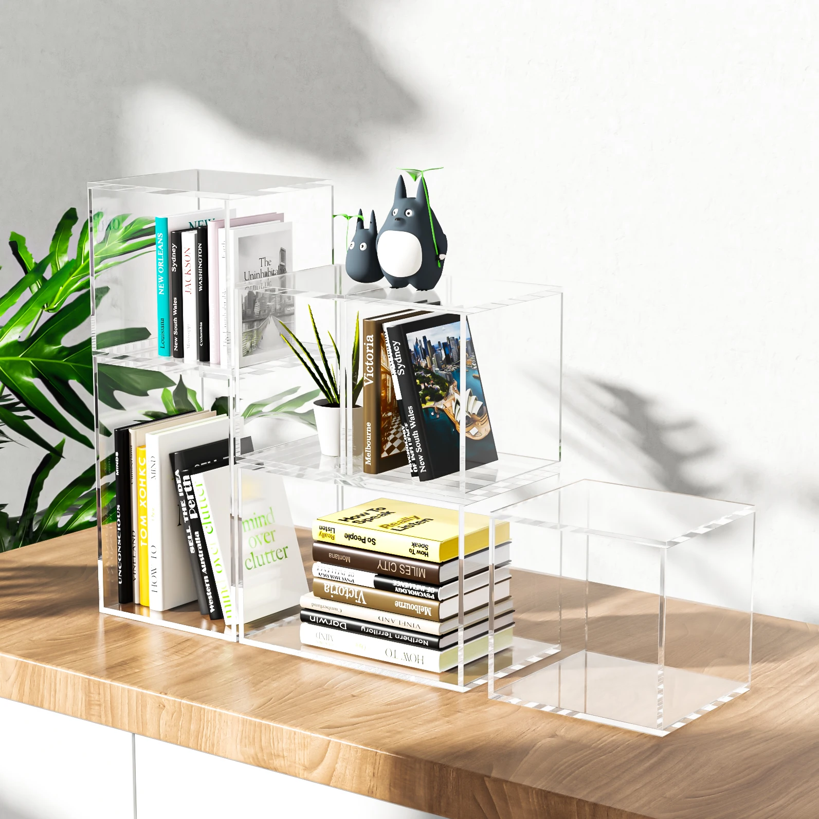 Clear Acrylic Book Shelf - Stackable Cubes Set, Custom Display Storage ...