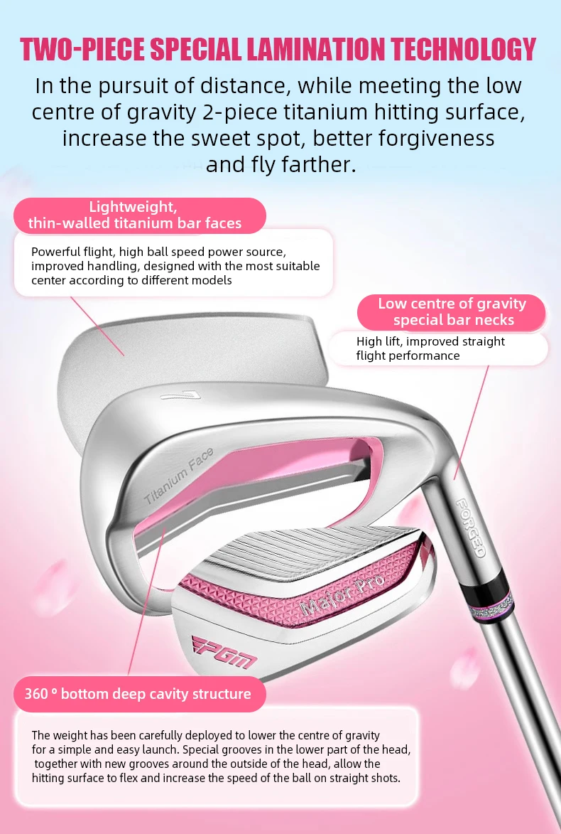 PGM TIG048 Women's Pink Golf Clubs Right Handed Irons with Graphite ...