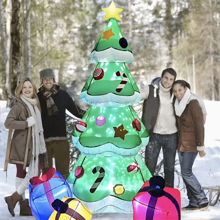 Blow-up Lighted Outdoor Christmas Inflatable Tree With Gift Boxes For ...