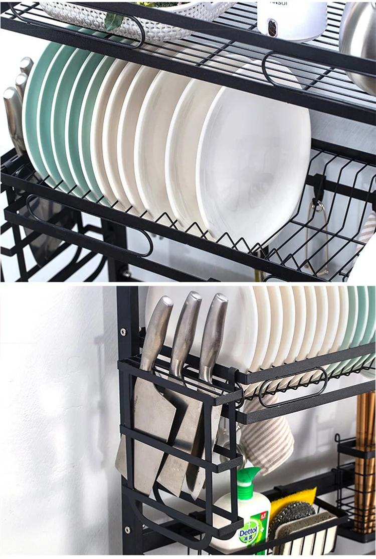 Wall Mounted Metal Dish Rack Kitchen Plate Rack Storage Shelf Spice ...