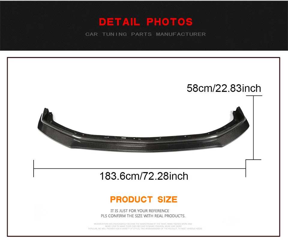 Replacement Carbon Fiber Front Lip Spoiler for Ford Mustang S650 2.0T 2 ...