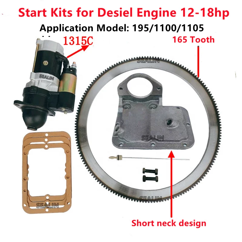 Electric Start Kit For 195 1100 1105 1110 1115 Diesel Engine 12-18hp ...