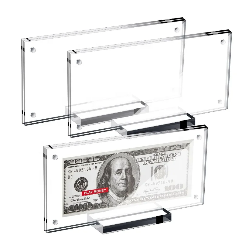 Acrylic Dollar Bill Display Frame - Magnetic Photo Holder