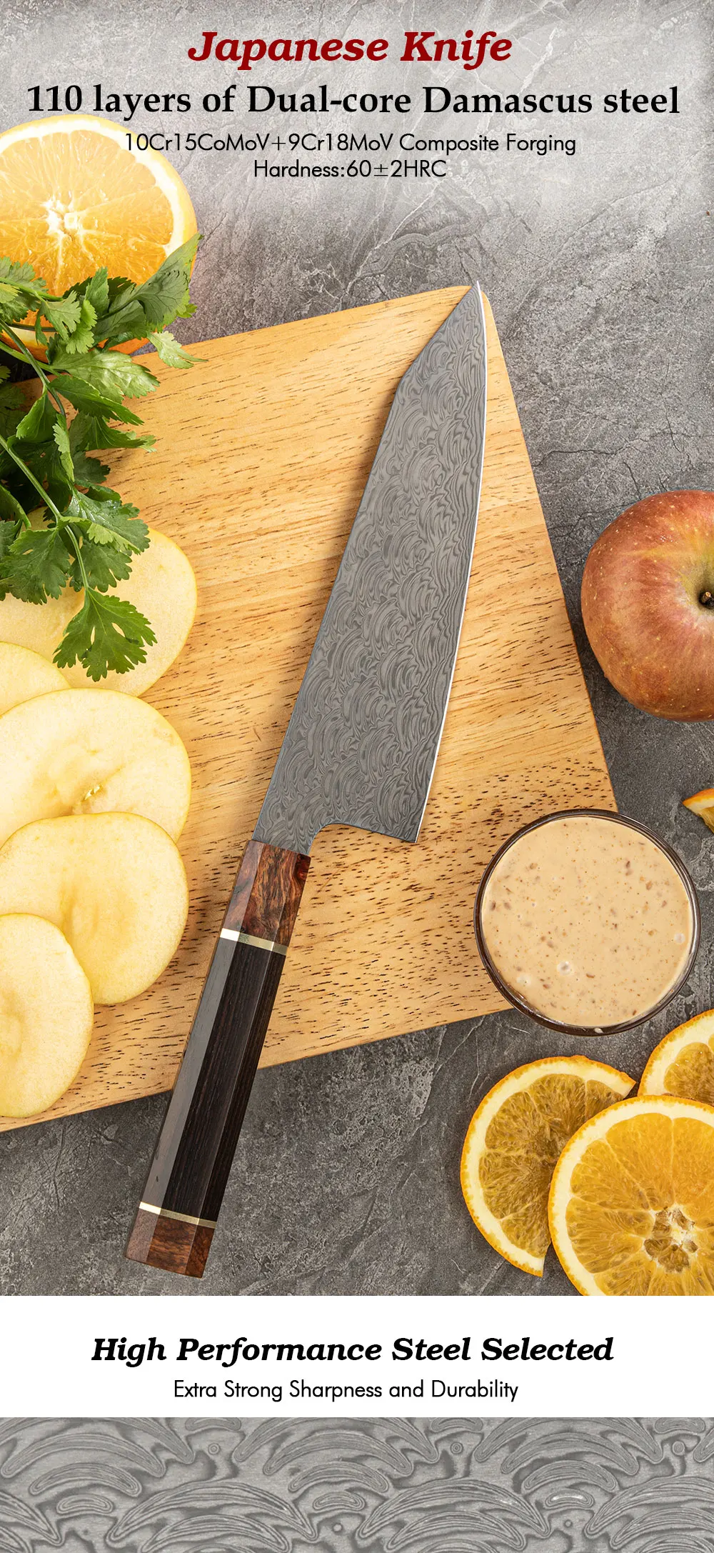 Extra Sharp 110 Layer Damascus Knife - Professional Chef Knife