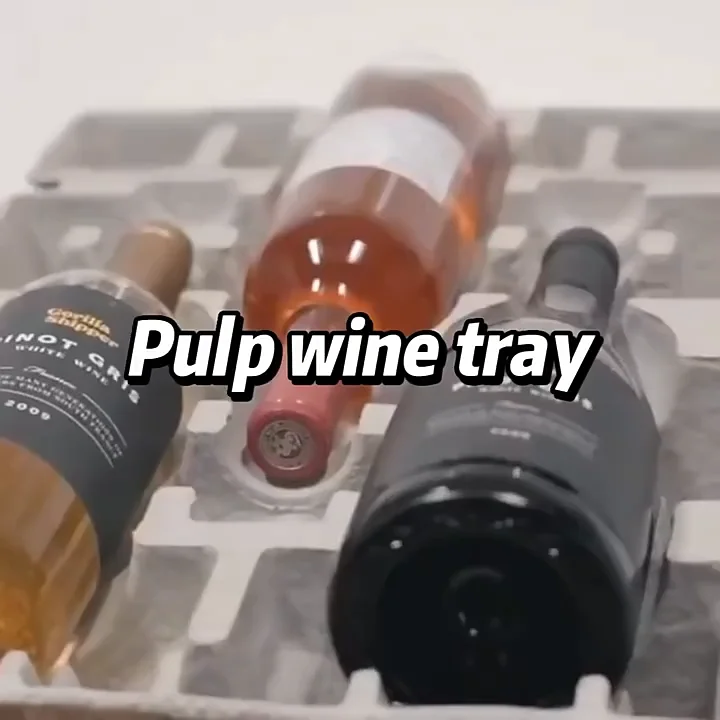 Water Moulded Pulp Wine Tray Shipper Pulp Bottle Box Insert Shipping Packaging Box For Wine ...