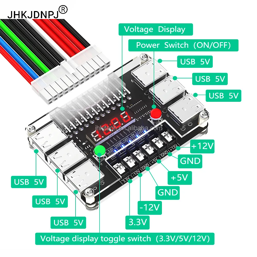 Atx Power Supply Breakout Board And Acrylic Case Kit With 3.3v,5v,12v ...
