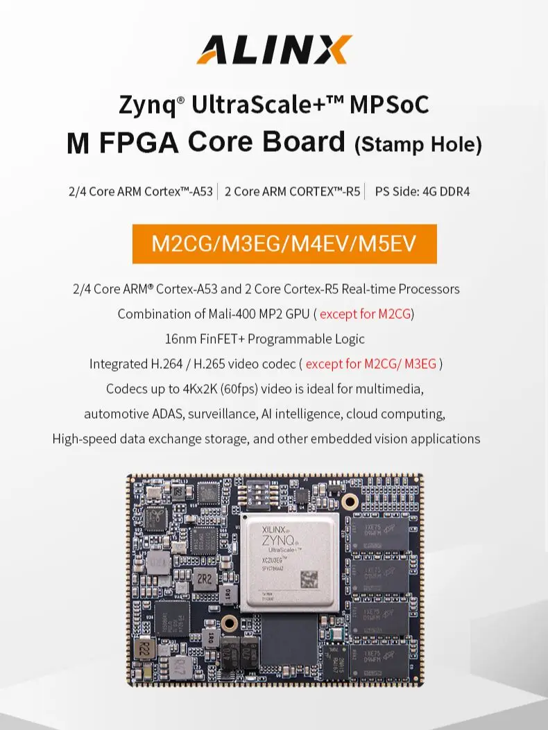 M3eg Xilinx Zynq Ultrascale Mpsoc Ai Xczu3egsom System On Module Stamp ...