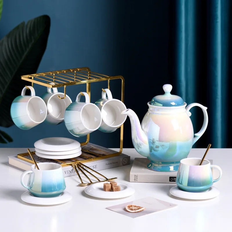 Nordic Porcelain Golden Tea Set - Elegant & Durable