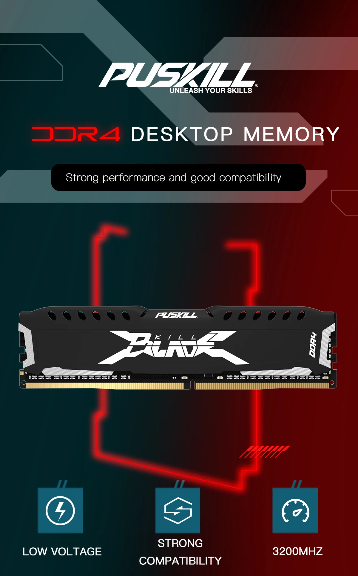 PUSKILL Computer Memoria RAM 8GB 16GB 32GB DDR4 2666mhz 3200mhz ...