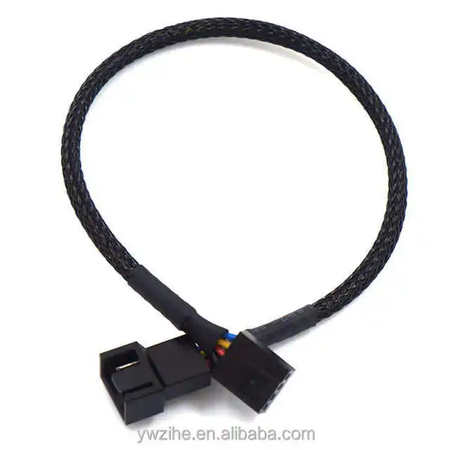 4 Pin Pwm Fan Cable 1 To 2/3/4 Ways Splitter Black Sleeved 27cm ...