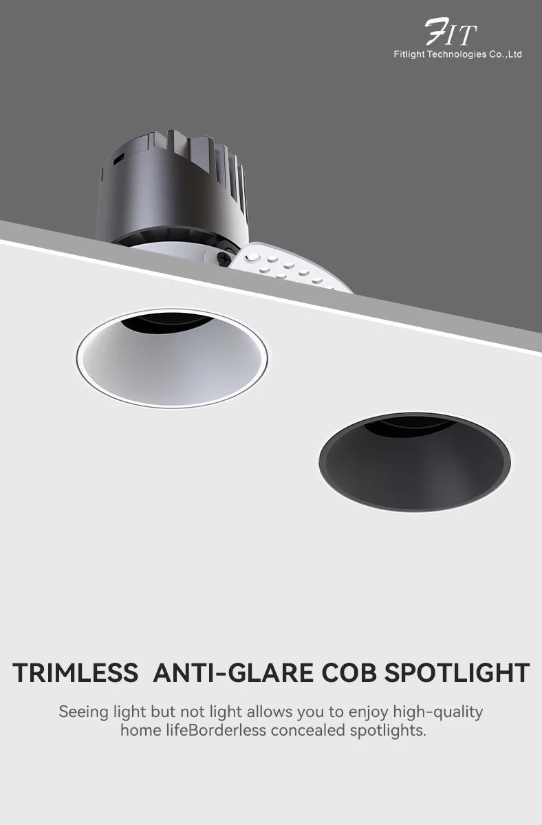 Led Trimless Spotlight Cob Recessed Ceiling Adjustable Dimmable Round ...