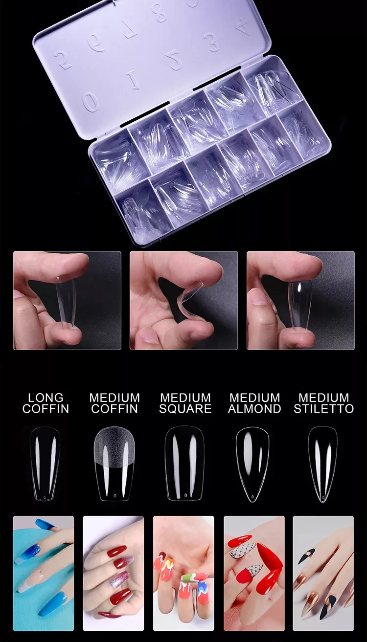 Wholesale High Quality 504pcs Soft Gel Tips Full Cover Gel Nail Tips ...