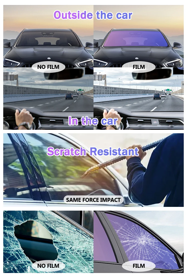 Nano Ceramic Rainbow 6099 Chameleon Purple Car Window Tint Uv Rejection ...