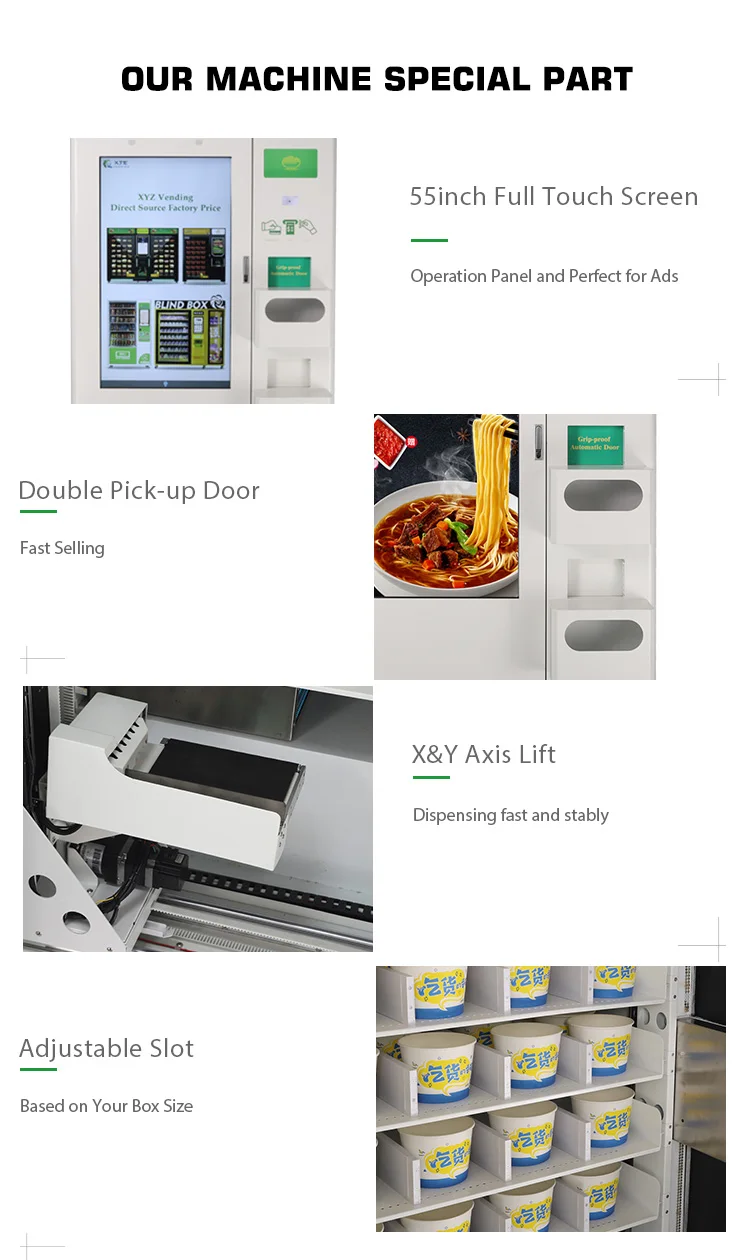 55 Inch Touch Screen Ramen Vending Machine - Instant Noodles