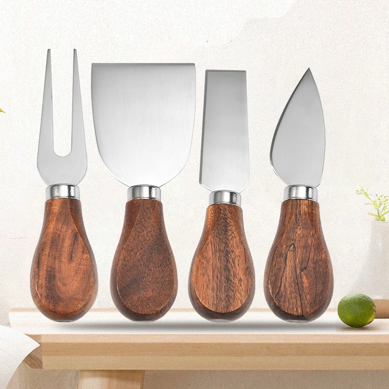 Acacia Wood Handle Cheese Knives With Cheese Slicer Cutter Fork ...