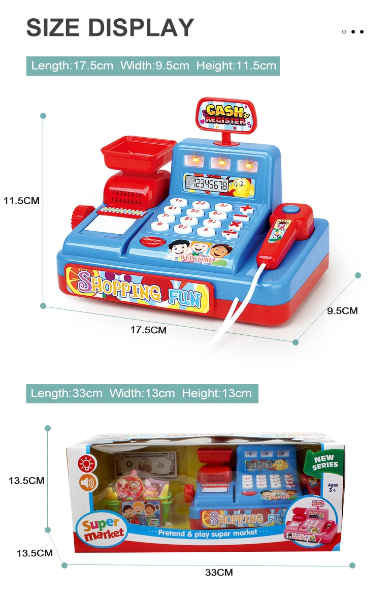 Kids Learning Toy Plastic Supermarket Shopping Baskets Play Kids Cash ...