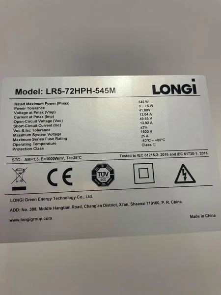 Longi 555W Solar Panel 550W Monocrystalline LR5-72HPH 535~555M 540/545 ...