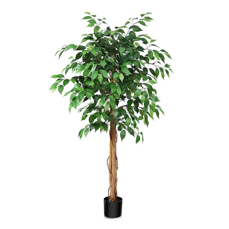 Ficus Artificial Trees With Realistic Leaves And Trunk Silk Faux Ficus ...