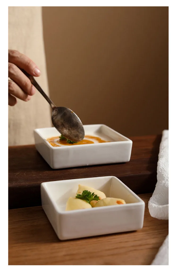 Kitchen Fancy Baking Dish Square Shape Fruit Snack Ceramic Dessert ...